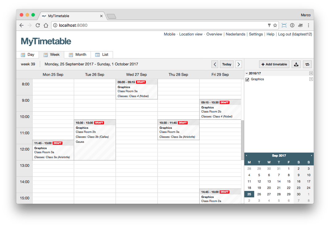MyTimetable adds support for Untis timetables